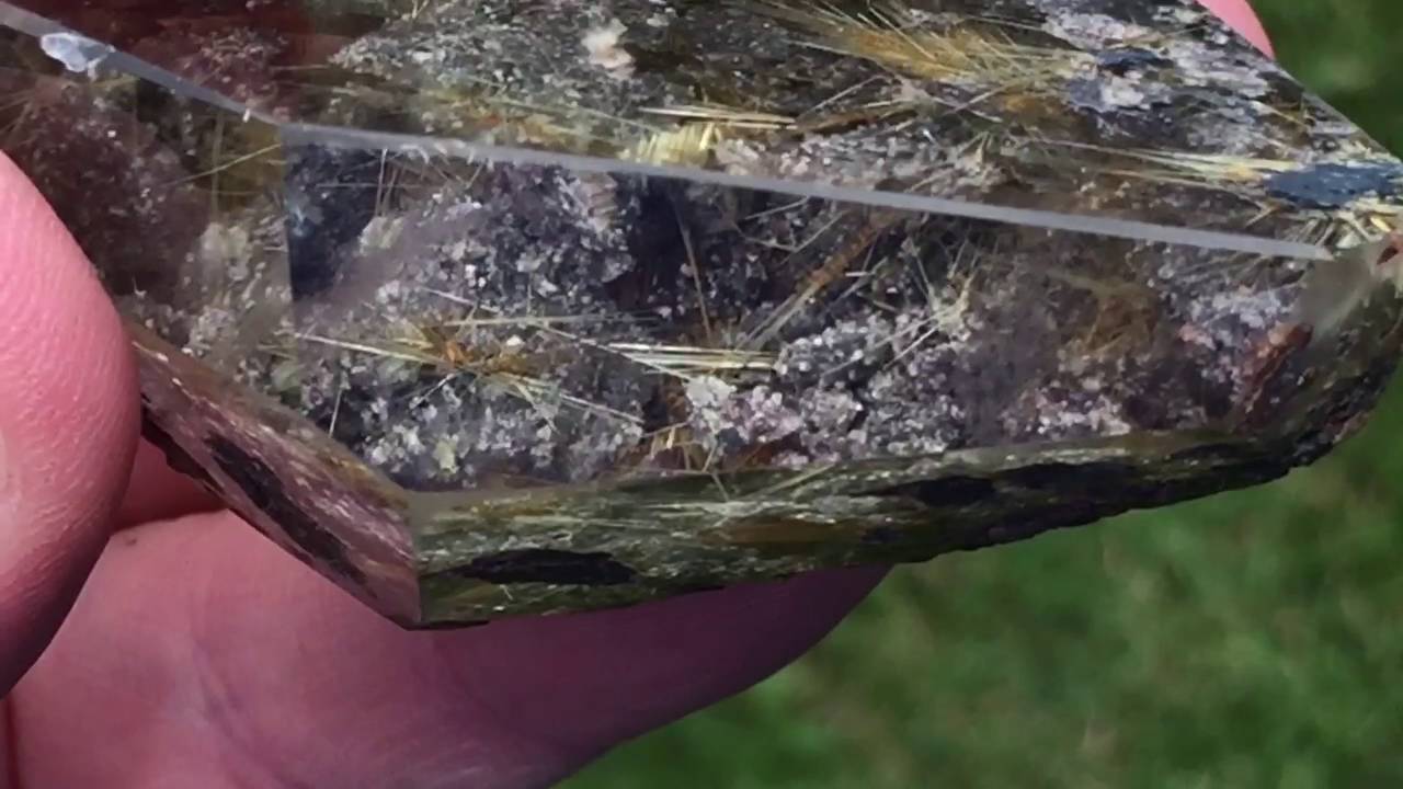 Golden titanium rutile included Quartz Crystal - YouTube