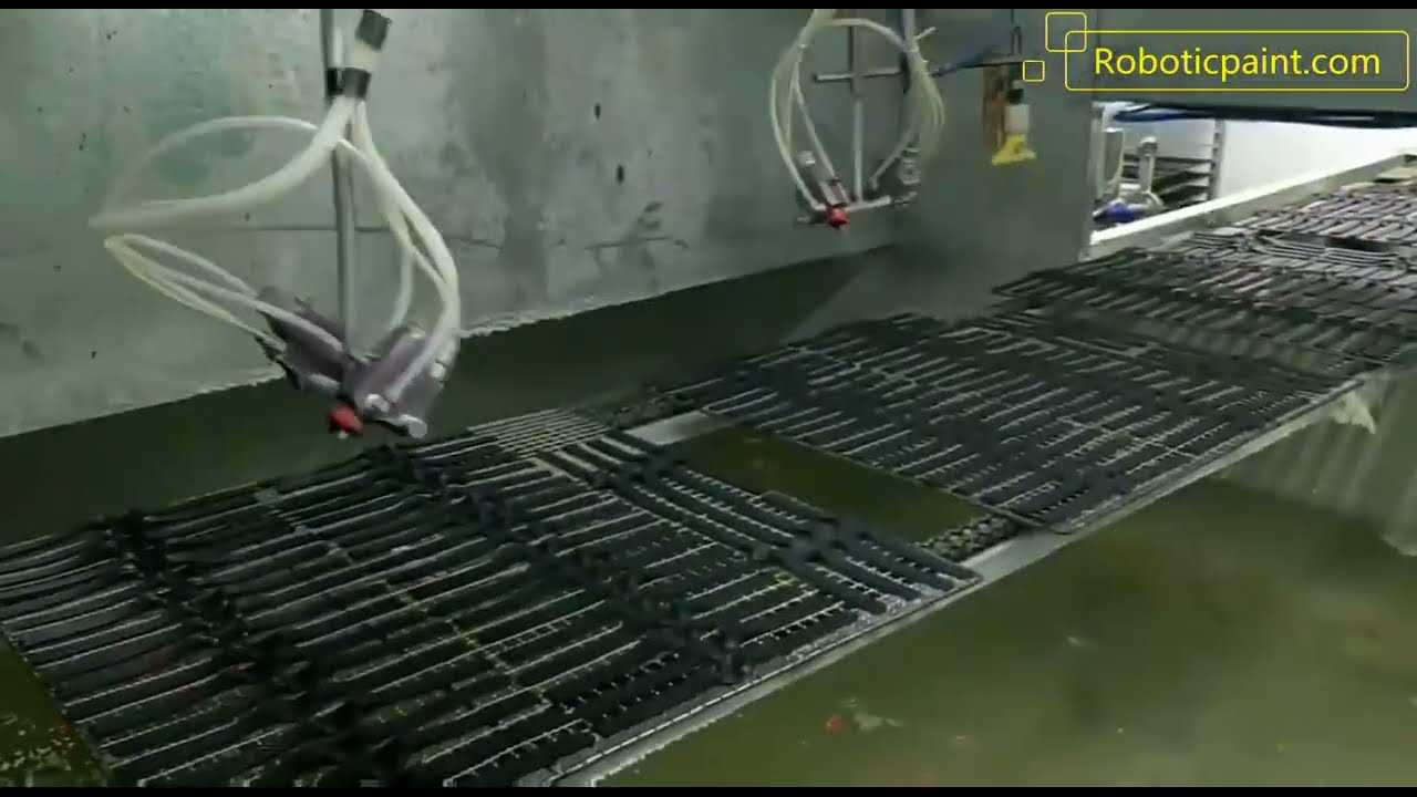 Pass Through Automatic Spray Painting on Chain Conveyor - YouTube