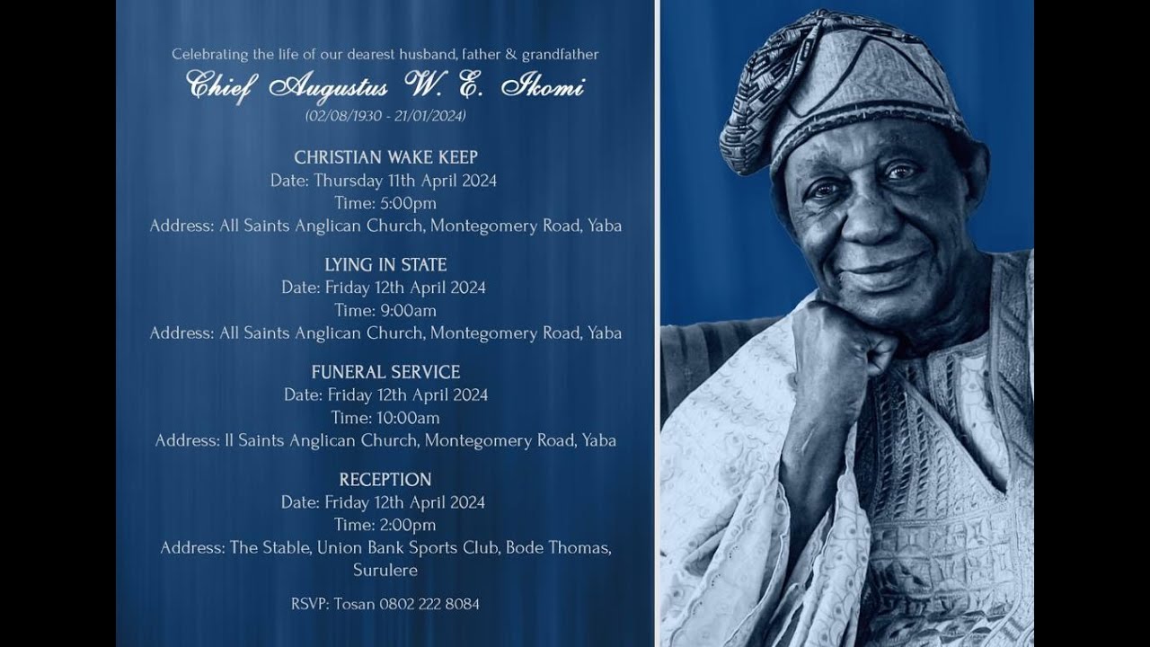CHIEF AUGUSTUS WALTER EDENMA IKOMI || CHRISTIAN WAKE SERVICE - YouTube