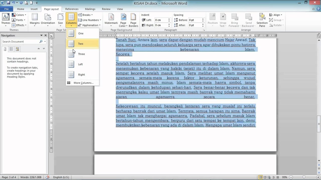 CARA MEMBUAT TEKS KOLOM I PADA MS WORD PANDUAN KOMPUTER - YouTube