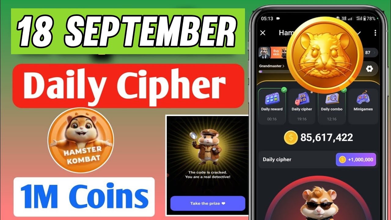 18 September Daily Cipher Hamster Kombat today, 18 Sept Daily Cipher ...