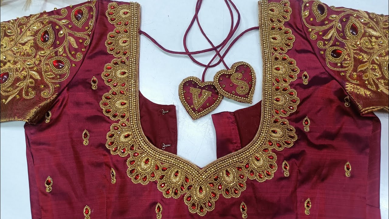 Maroon Bridal Blouse Design With Initial Tassels - YouTube