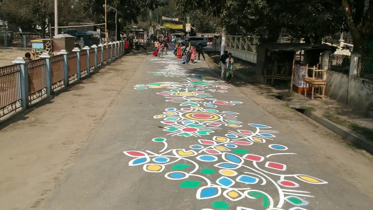 Thakurgaon Road Side Alpona Drawing. - YouTube