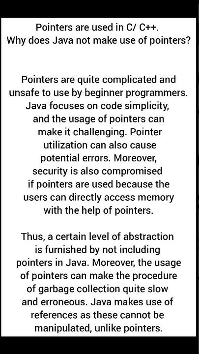 Why pointers are NOT used in java? #shorts #java - YouTube