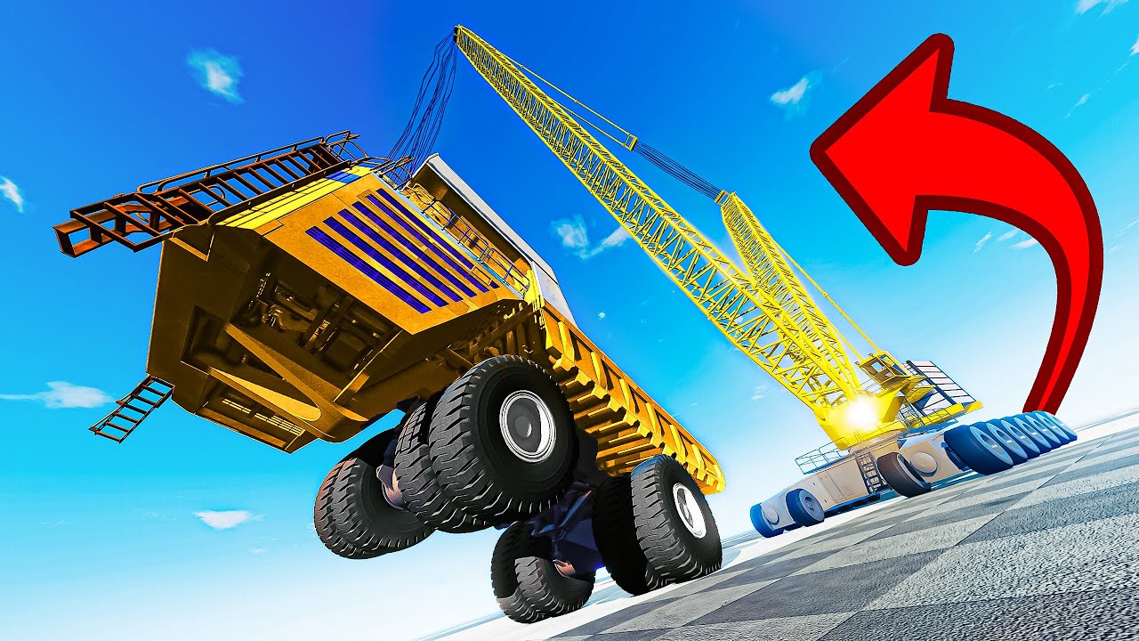 Lifting The BELAZ With A CRANE! | BeamNG Drive Mods - YouTube