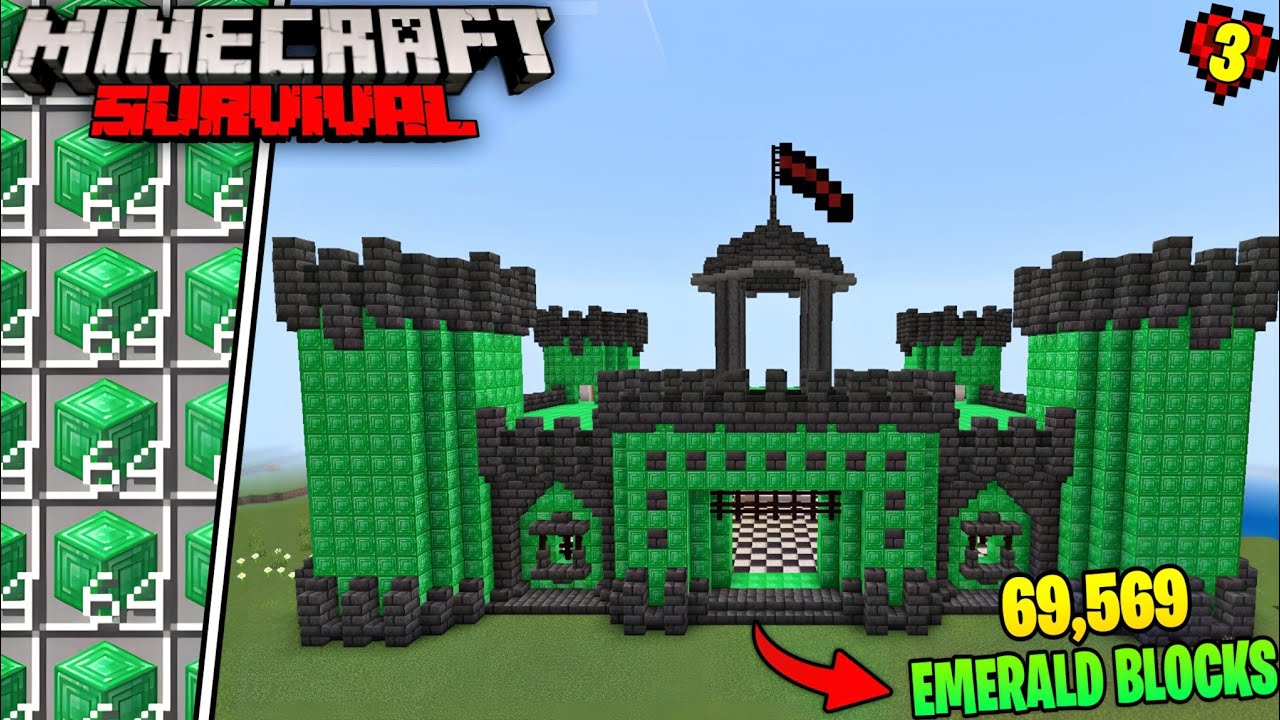 I Built an Emerald Castle in Minecraft Pe (#3) - YouTube