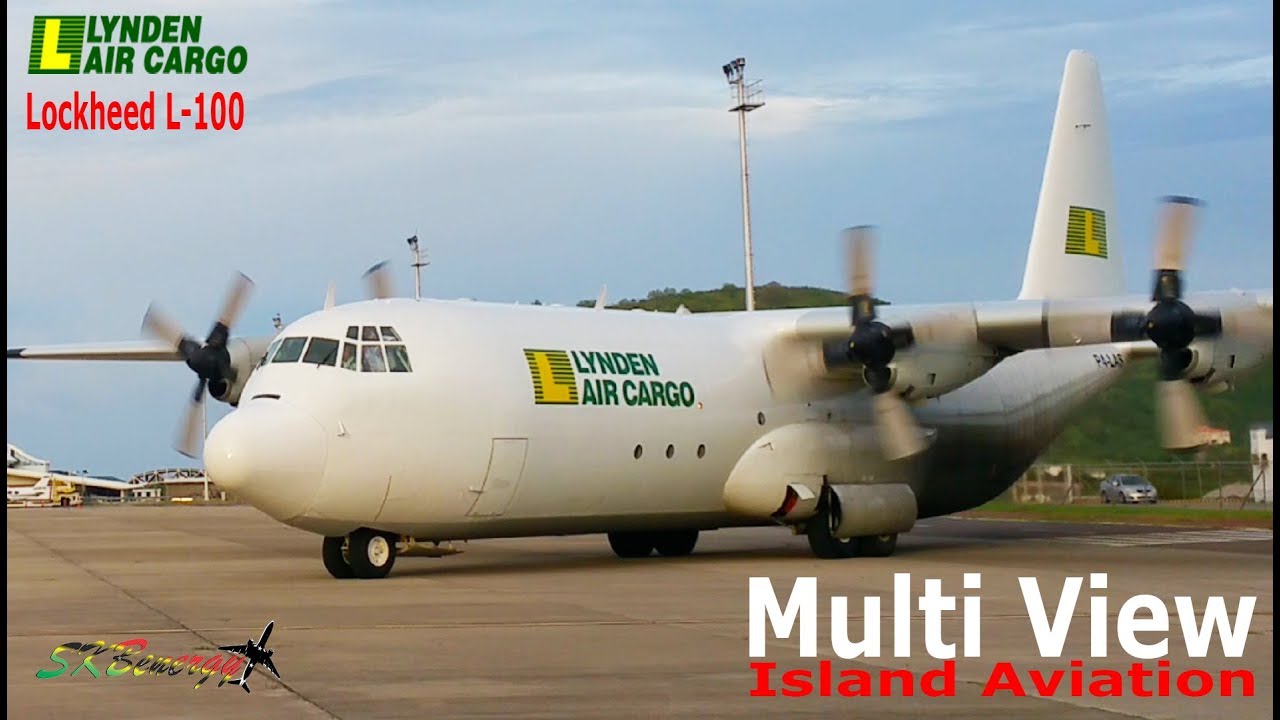 Lynden Air Cargo Lockheed L-100 arrival and taxi to parking @ St. Kitts ...