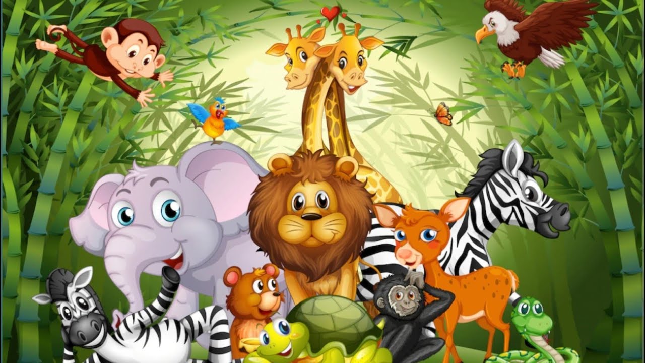 Five Wild Animals | Lion | Elephant |Tiger | Gorilla | Fox | Kids ...