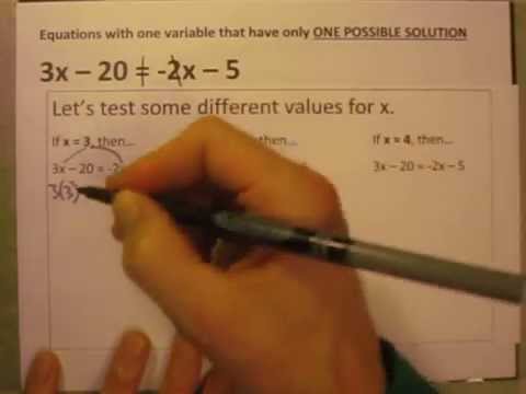 Equations with One Variable and Only One Solution - YouTube