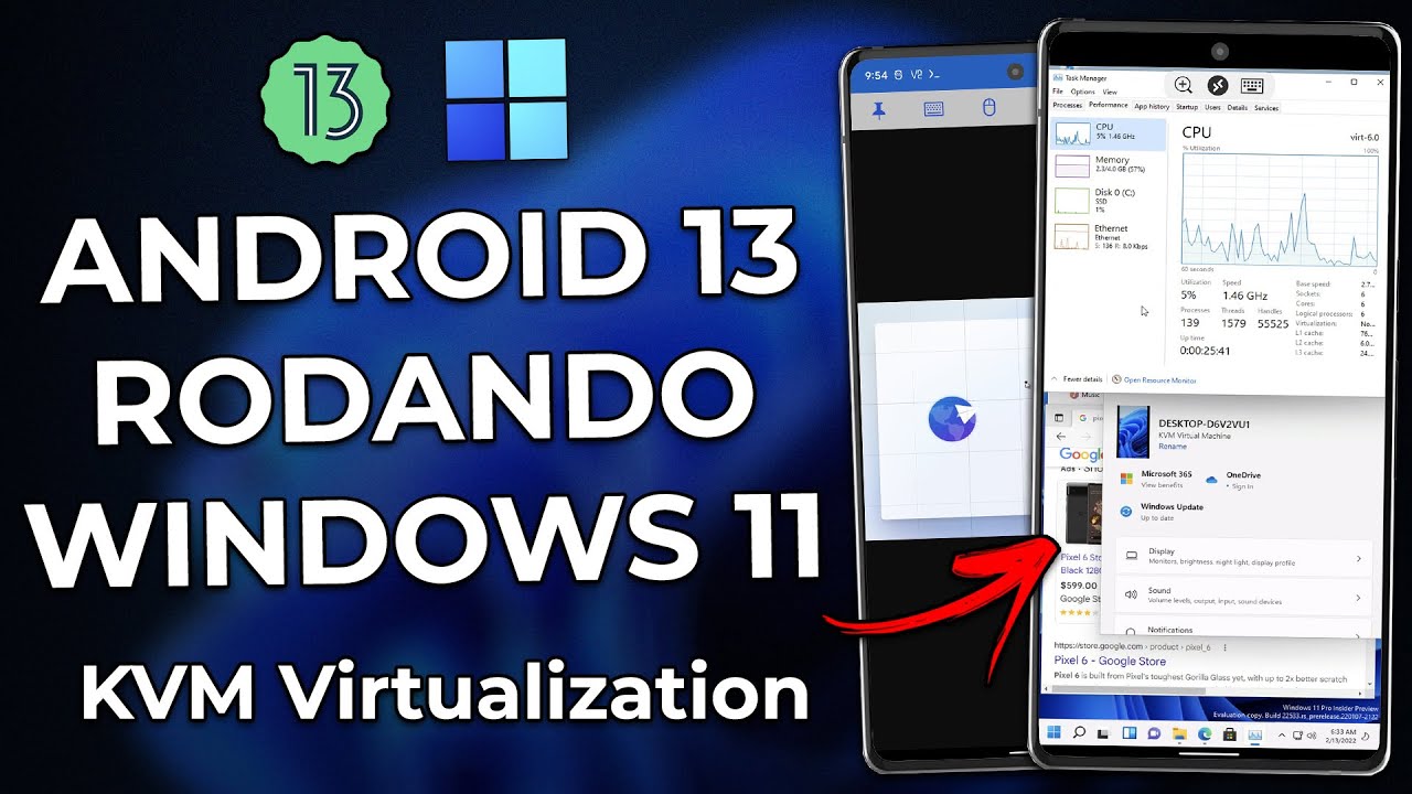 Android 13 RODANDO WINDOWS 11! | Android 13 DP1 Windows 11 Virtual ...