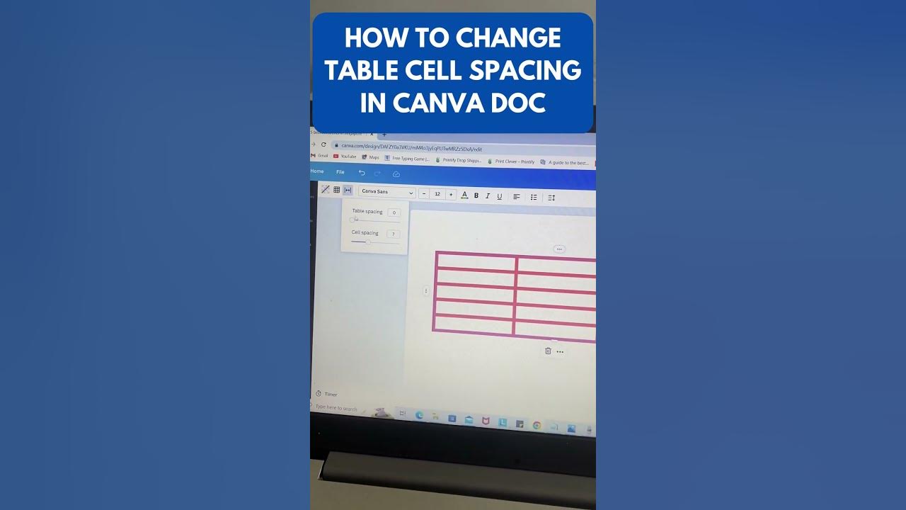 HOW TO CHANGE TABLE CELL SPACING IN CANVA DOC #tutorial #shorts - YouTube