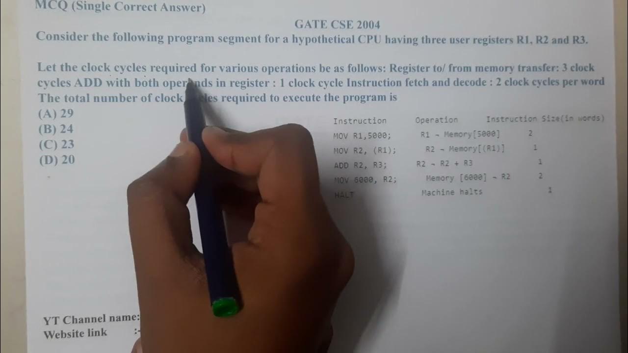 GATE CSE 2004 || COMPUTER ORGANIZATION || GATE Insights Version: CSE - YouTube