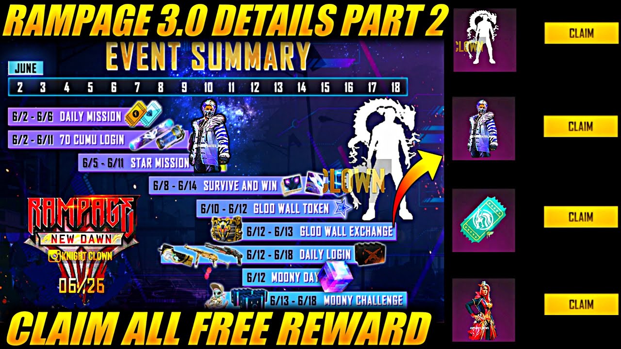 RAMPAGE 3.0 EVENT FULL DETAILS | FREE FIRE NEW EVENT | FF NEW EVENT ...