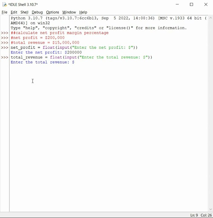 Calculate Profit Margin Percentage In Python Coding Corepython Arithmeticoperators Youtube 6883