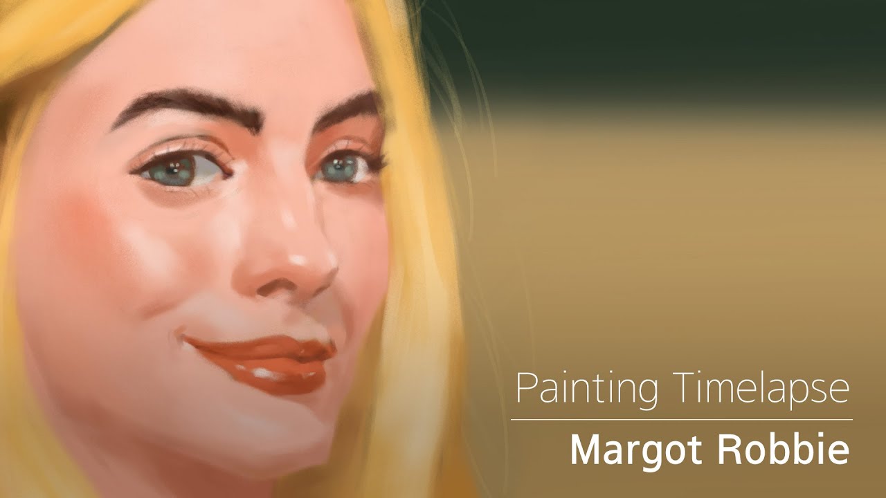 Chill Digital Painting Timelapse : Portrait of Margot Robbie - YouTube