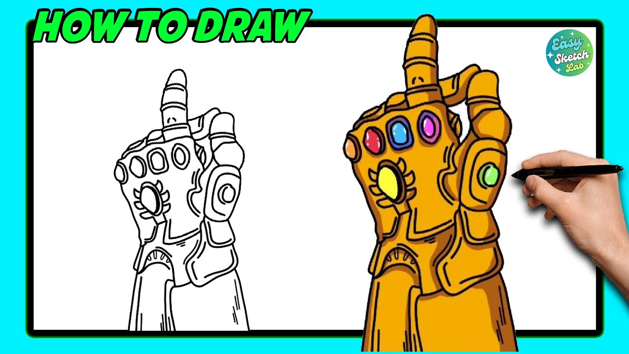How to Draw Thanos Hand Character | Step-by-Step Drawing Tutorial 💜 ...