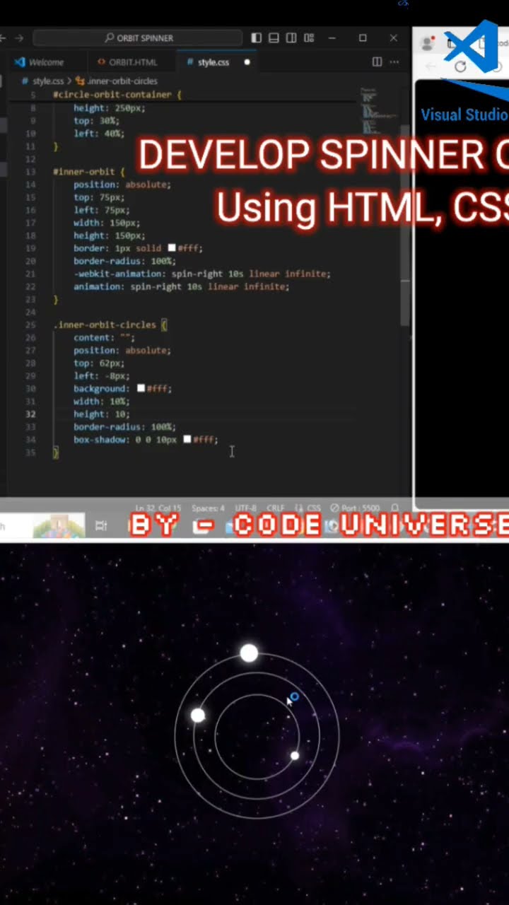 Developing Spinner Orbit With Vs Code • Htmlcss Javascript By Code 5277