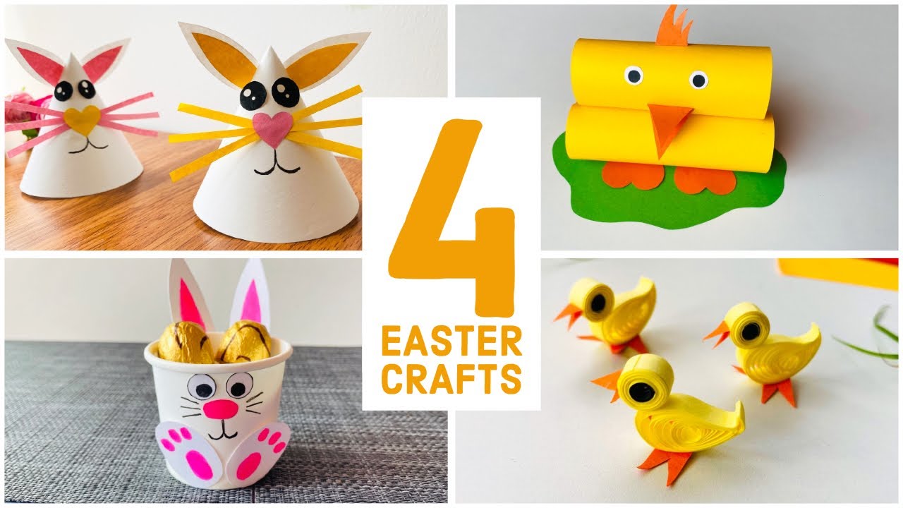 4 Easter Paper Craft Ideas | DIY Easter Bunny Crafts | Paper Chick ...