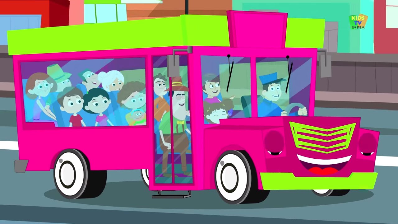 the wheels on the bus | pink bus | nursery rhyme | kids song - YouTube