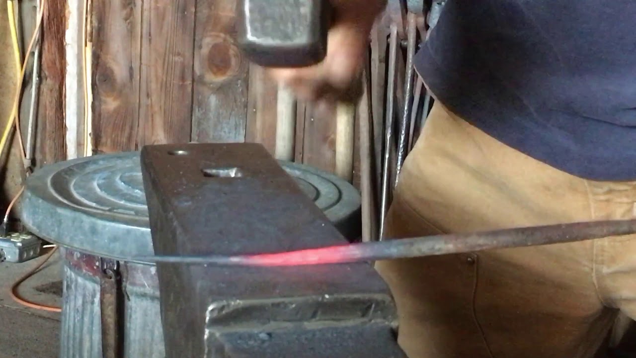 Tapering round and square rod and quickly turning it into a hook - YouTube
