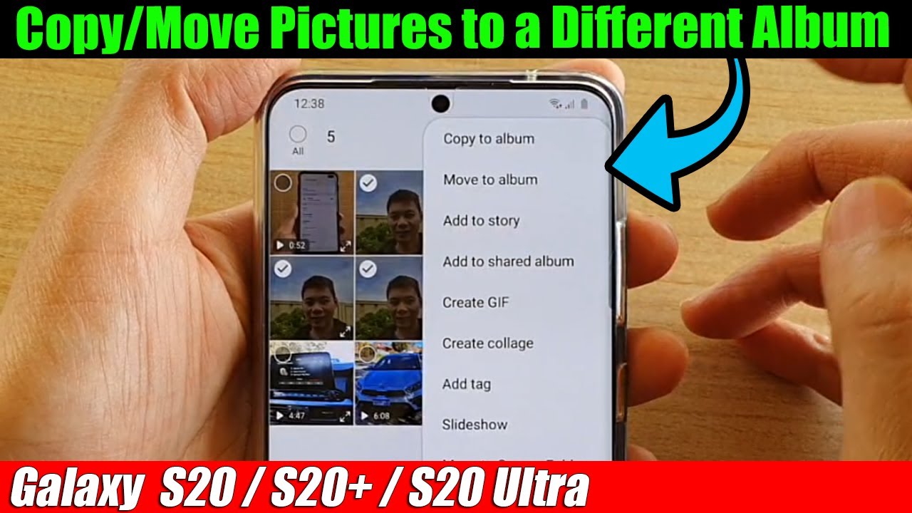 Galaxy S20/S20+: How to Copy/Move Pictures to a Different Album - YouTube