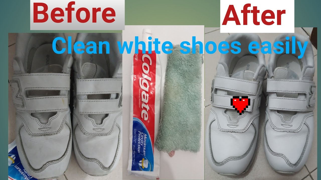How to clean WHITE SHOES using toothpaste😊 - YouTube