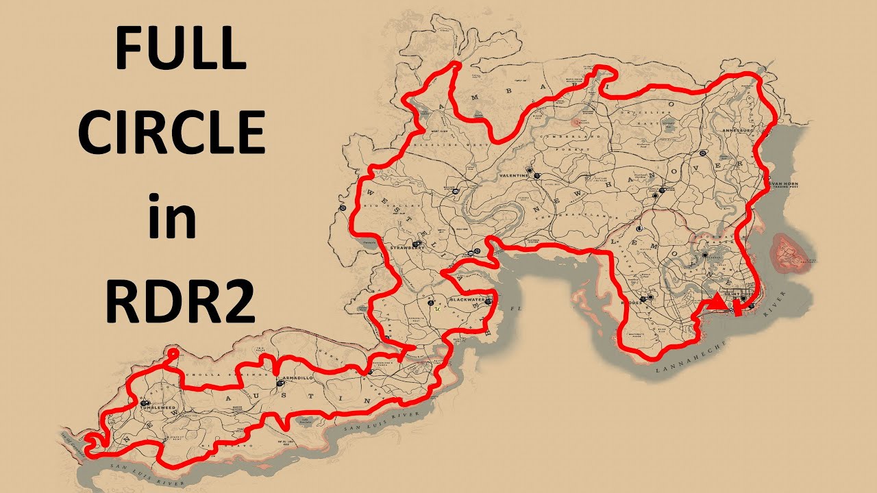 Red Dead Redemption 2 - Riding around the map - full circle - YouTube