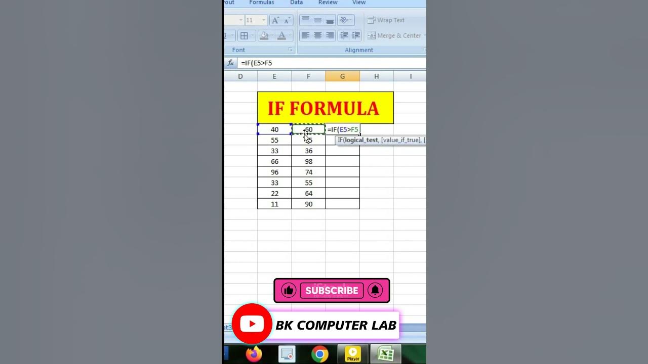 If Formula in Ms Excel//How To Use If Formula in Excel//@BKCOMPUTERLAB #excel #tricks # ...