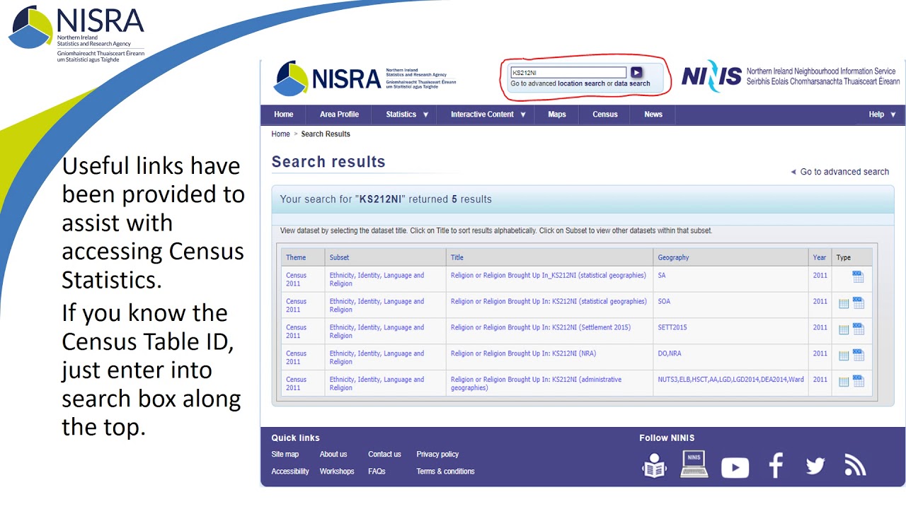 Accessing NISRA Population Level Section 75 Data - YouTube