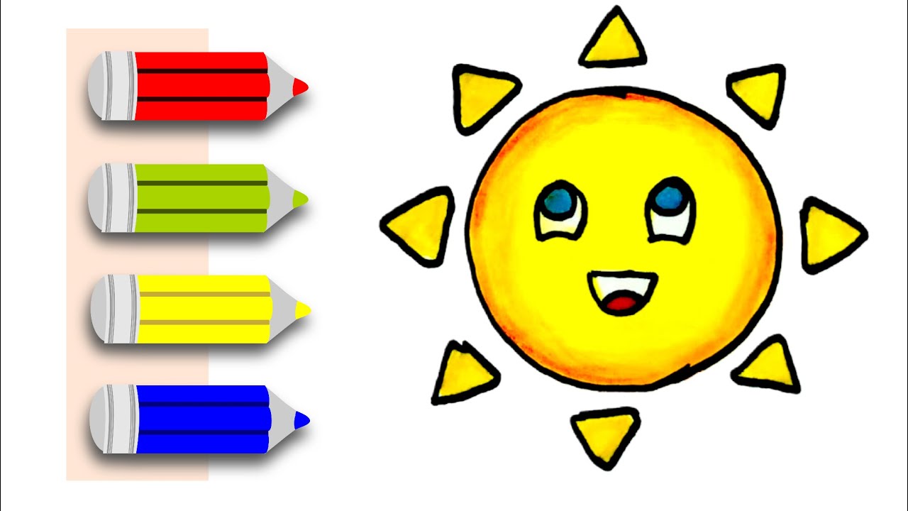 Drawing and Coloring Sun From 2D Shapes | Preschool Learning for Kids ...