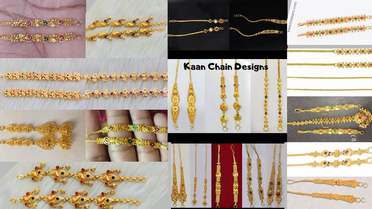 Unique 2024 stylist gold ear chain designs for ledies|new gold ...