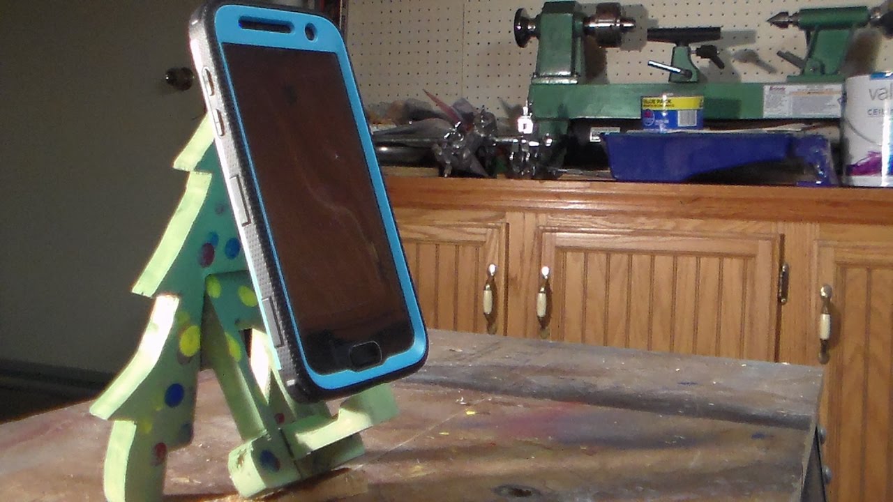 Foldable Wooden Christmas Tree Phone Stand - YouTube