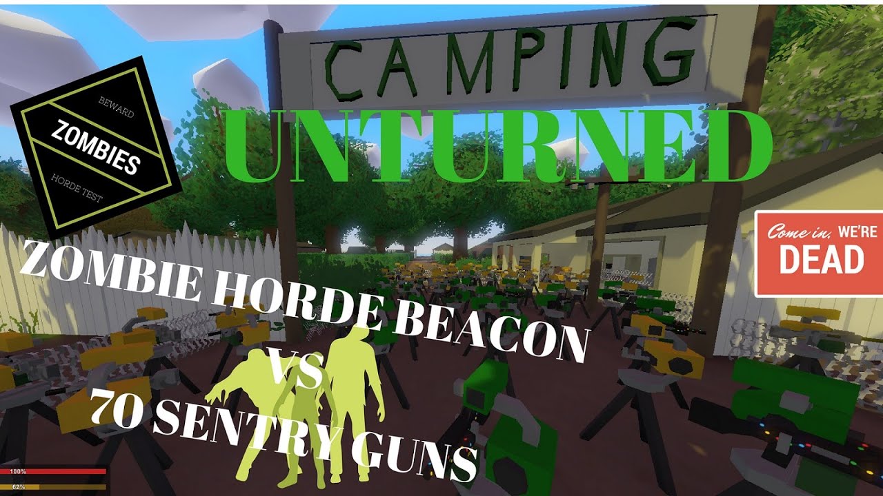 UNTURNED HORDE BEACON VS 70 SENTRY TURRETS ON GREENPORT ISLAND - YouTube