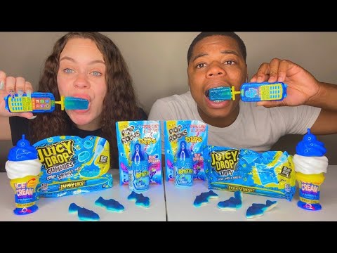 ASMR BLUE FOOD, JUICY DROP GUMMIES, FLIP PHONE POP, LOLLIPOP FIZZ, ICE CREAM CANDY MUKBANG
