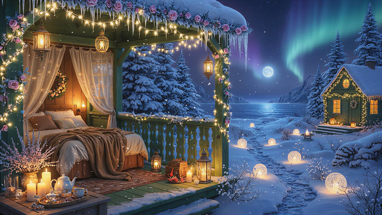 Enchanted Winter Forest Ambience 🌲 Snowfall, Campfire & Magical Winter ...