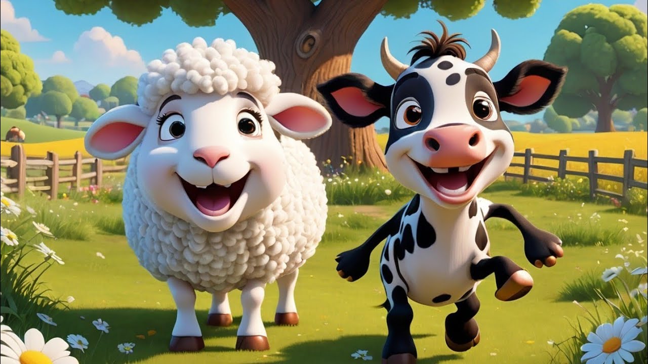"Baa Baa Black Sheep & the Beautiful Cute Cow! | Nursery Rhyme Fun | 🐑 ...