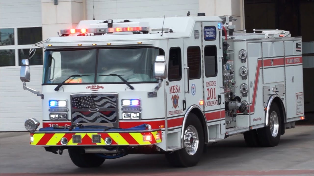 *New Engine* Mesa Fire/Medical Dept. Engine/Ladder 201 Responding - YouTube