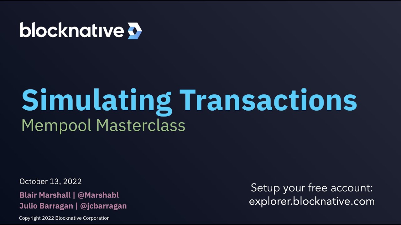 Mempool Masterclass - Simulating Transactions - YouTube
