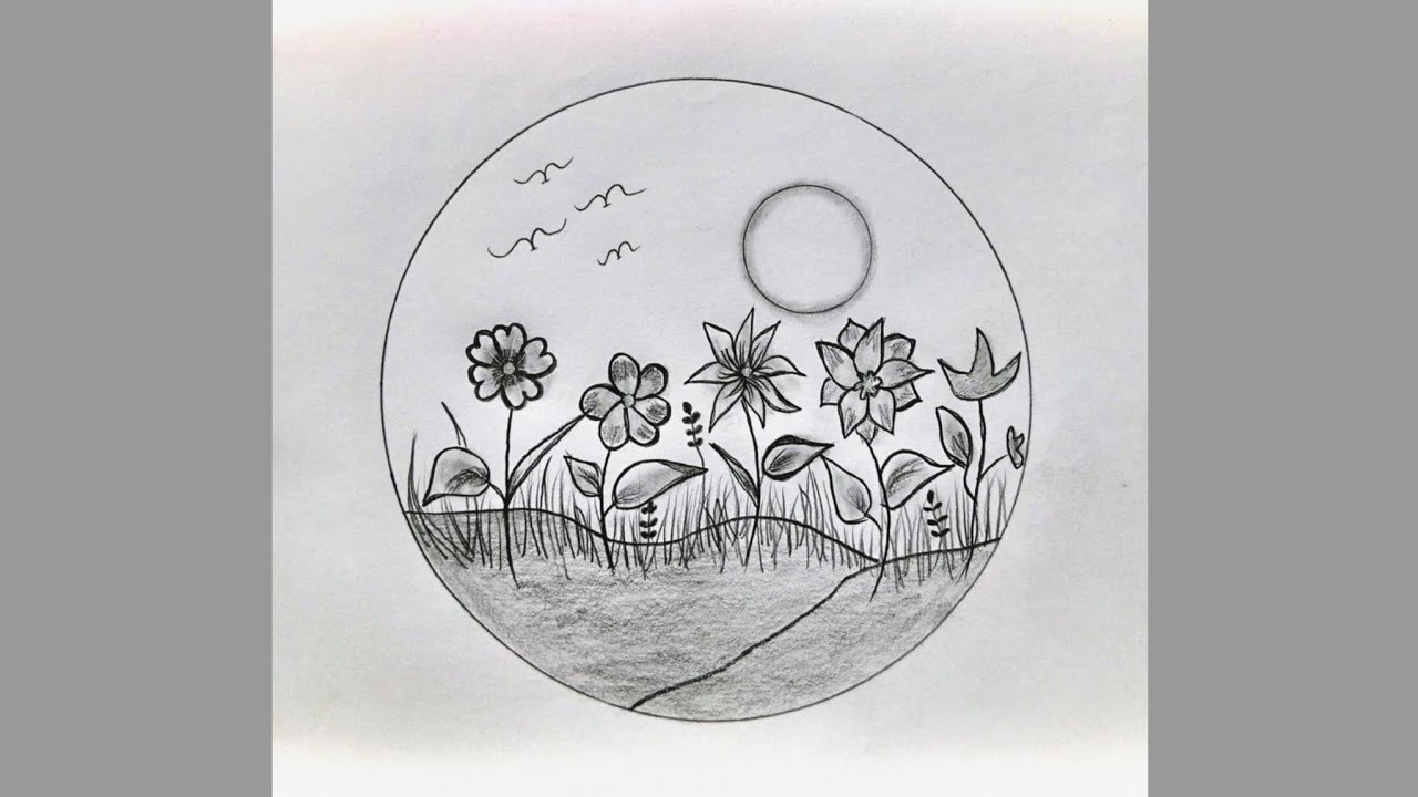 How to draw flower garden scenery step by step - YouTube