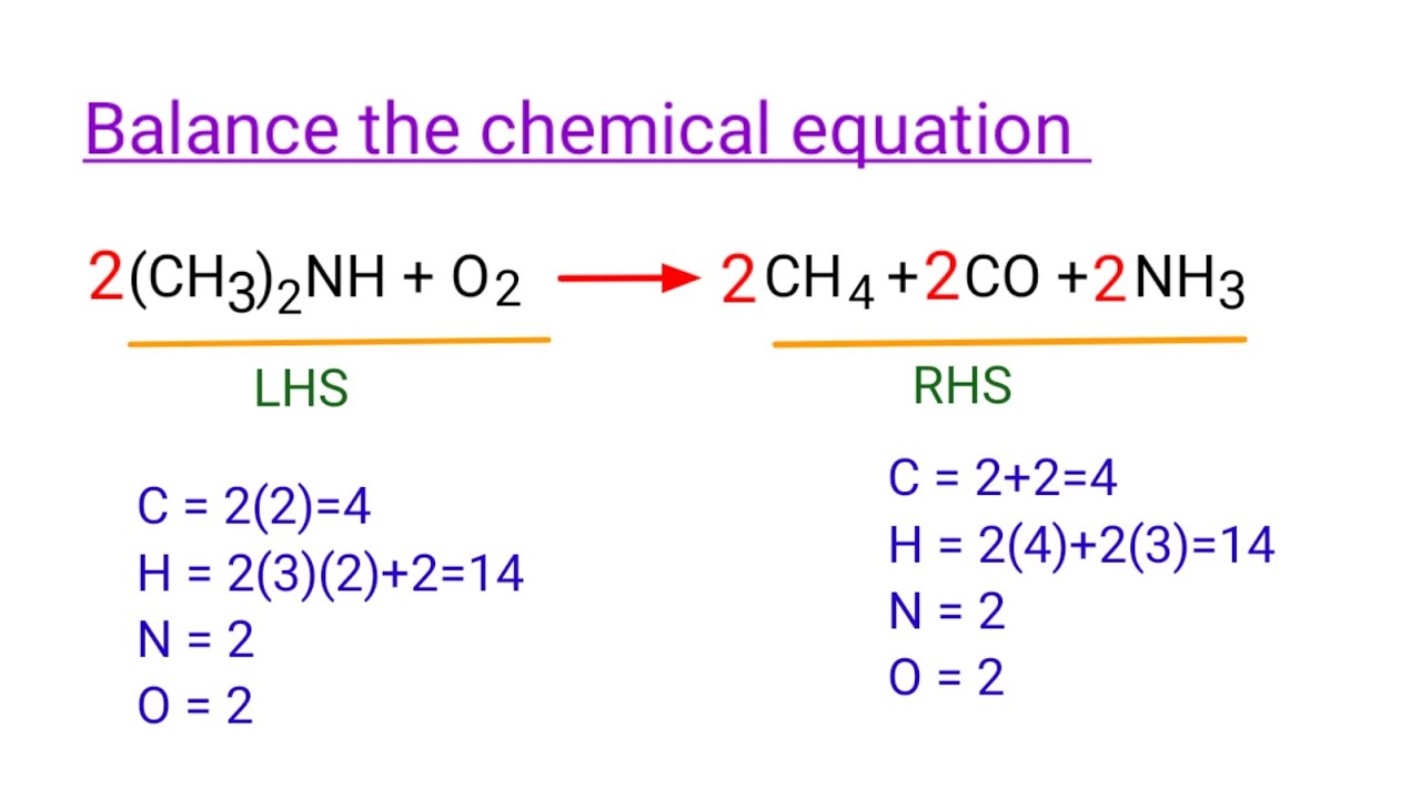 (CH3)2NH+O2=CH4+CO+NH3 balance the chemical equation @mydocumentary838 ...