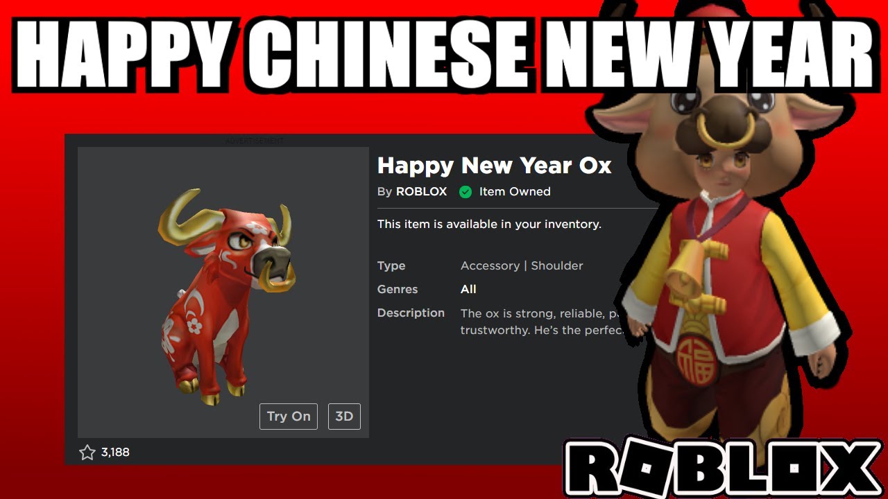 How To Get The Happy New Year Ox! (ROBLOX CHINESE NEW YEAR 2021) - YouTube