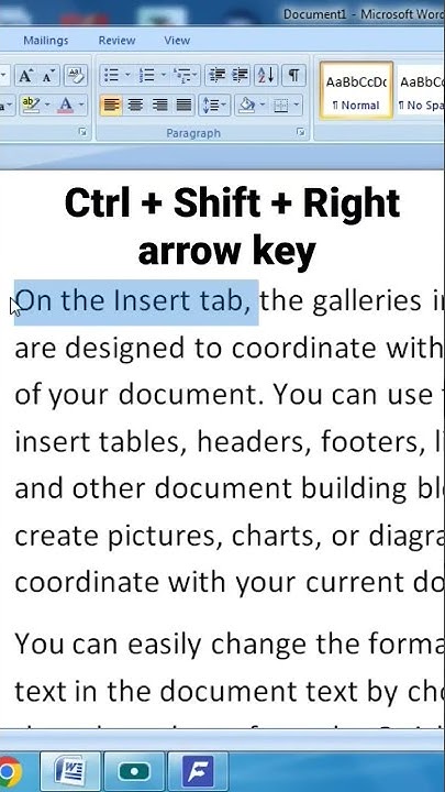 How to select letter,words without mouse? Keyboard Shortcuts key # ...