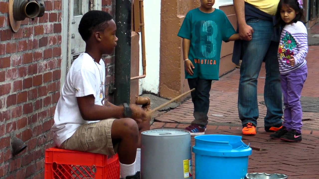 Kid busking drums in New Orleans - YouTube