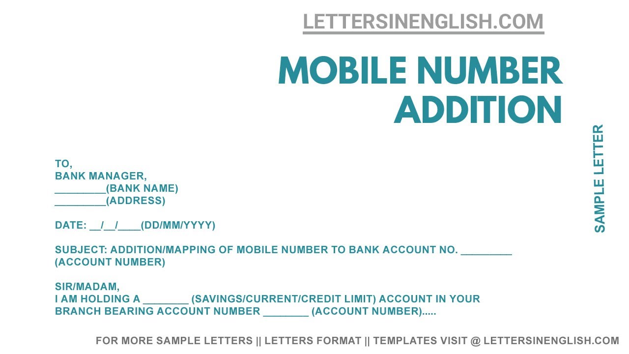 Letter To Bank Manager For Mobile Number Registration Request Letter letter-to-bank-manager-for-mobile-number-registration-request-letter