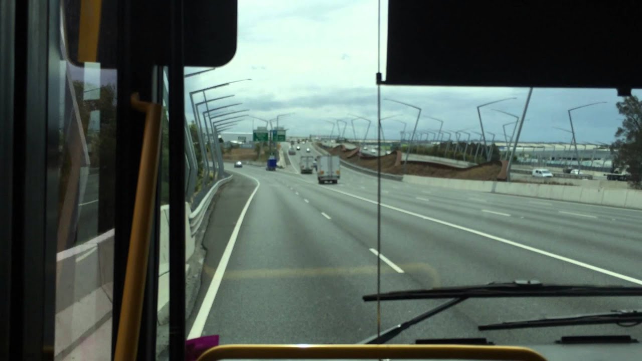 Brisbane Transport Bus going over the Brisbane Gateway Bridge doing a ...