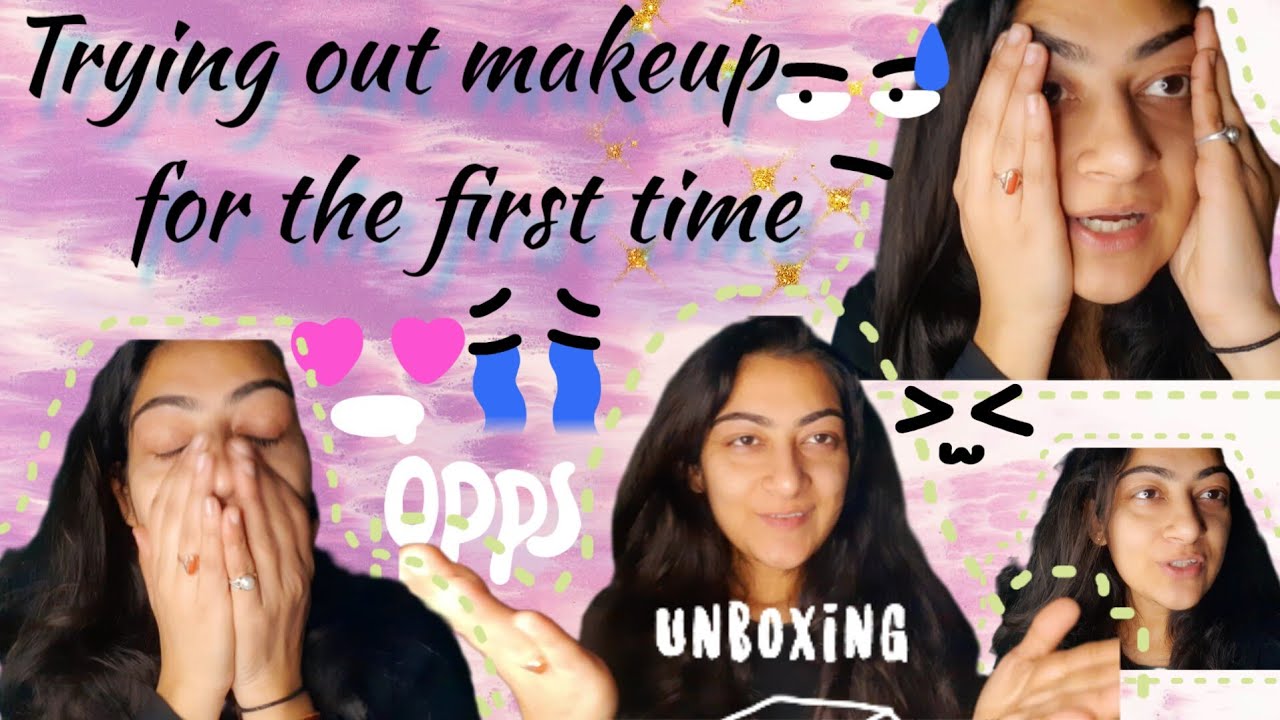 Trying out makeup under 100rs for the first time | Using makeup for the first time reaction 😆😮 ...