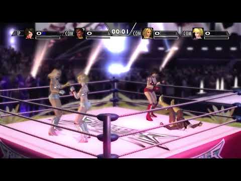 Rumble Rose XX: Reiko Hinomoto vs Dixie Clemet vs Noble Rose vs Anesthesia gameplay video
