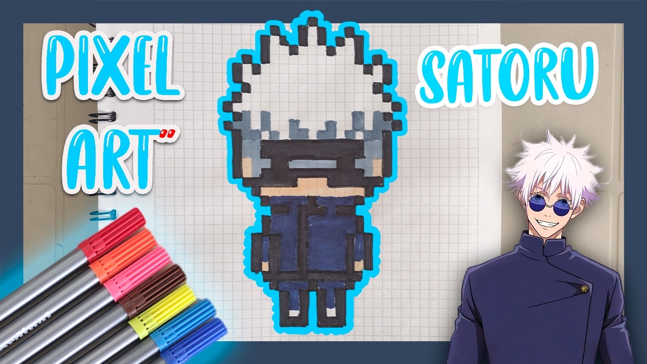 🔥👓 Cómo dibujar a Satoru Gojo de JUJUTSU KAISEN en Pixel Art - YouTube