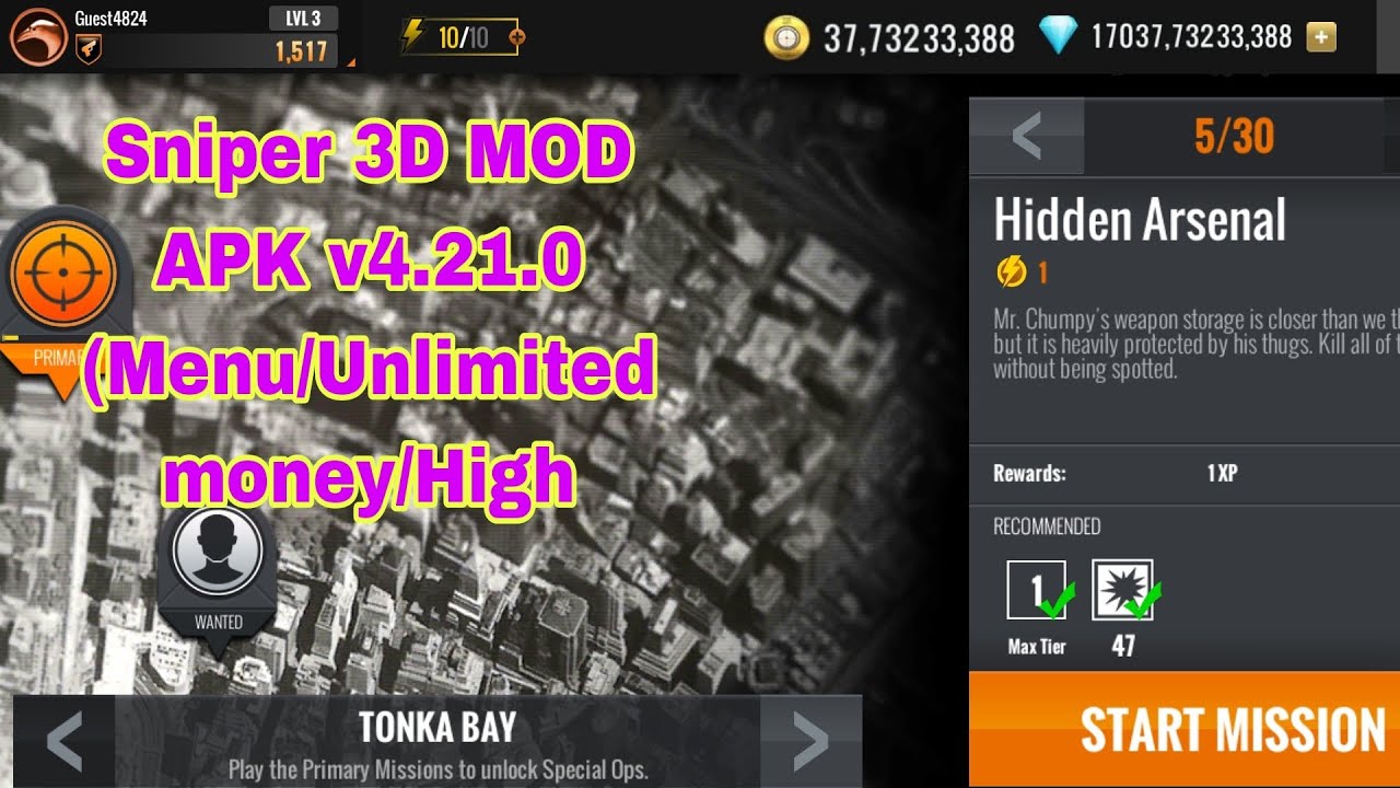 Sniper 3D MOD APK v4.21.0 (Menu/Unlimited money/High - YouTube