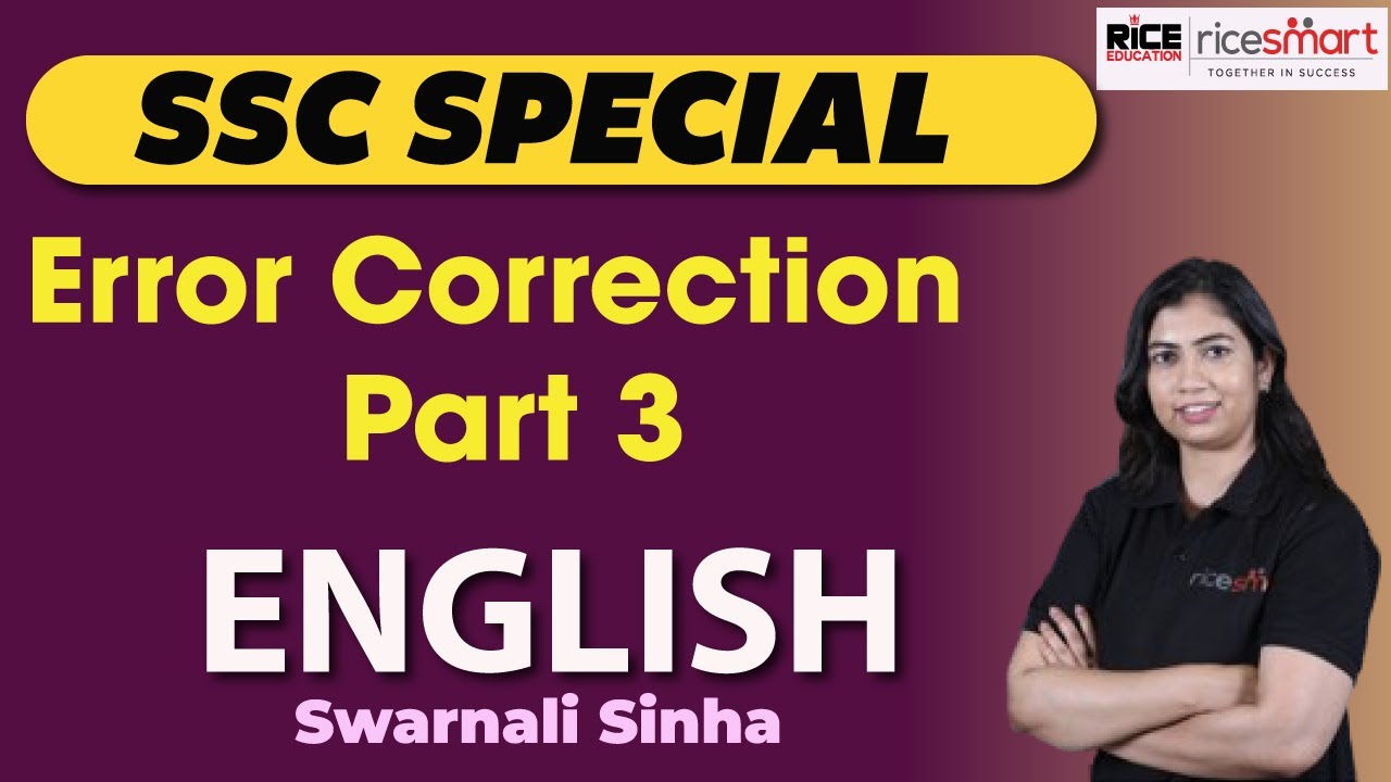 SSC Special English Class | Error Correction for SSC Exams-Part -3 | Swarnali Sinha | RICE ...